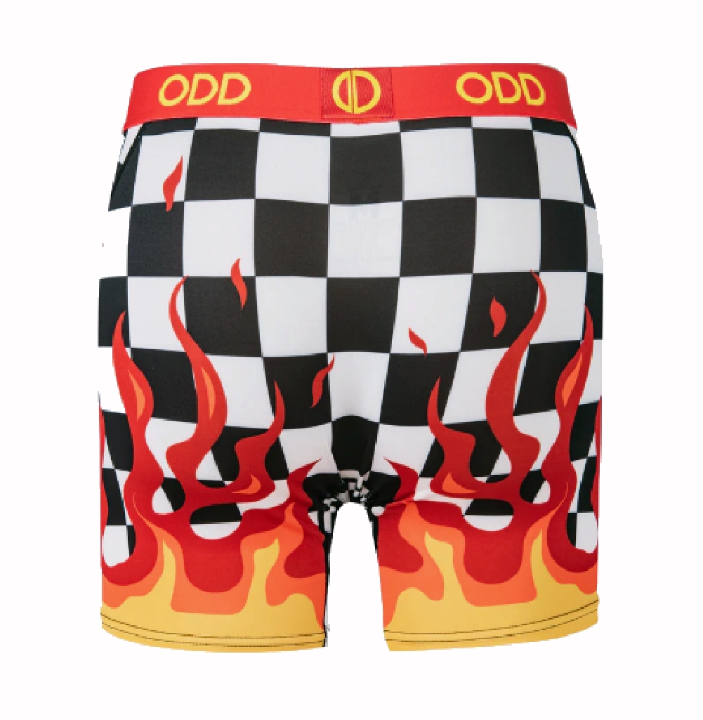 Racing Checkered Flag with Flames Boxer Shorts Underwear Briefs ...