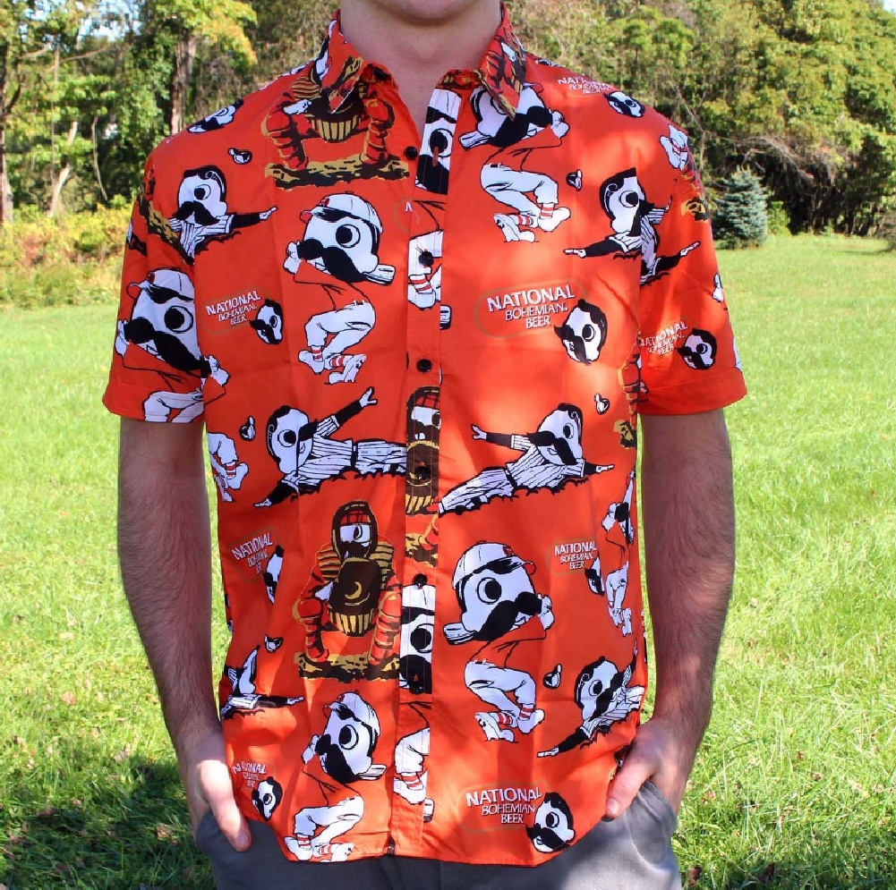 Natty Boh National Bohemian Beer Baseball Players Hawaiian Style Dress ...