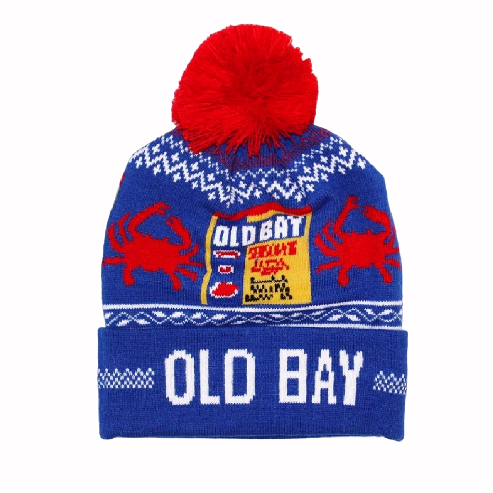 Old Bay Can and Red Crab Beanie POM Cap - CycleServe Store